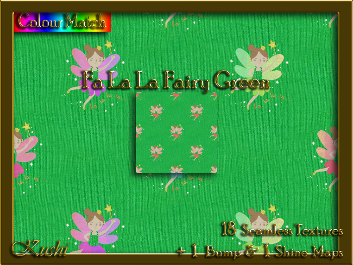 Second Life Marketplace - Fa La La Fairy Green Seamless Texture Set