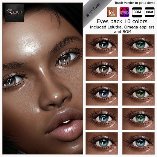 Second Life Marketplace - *{Suave}* Eyes Birds pack 10 colors BOX