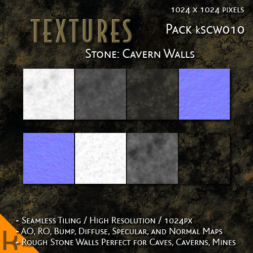 Second Life Marketplace - [kSCW010] 1024px Seamless Stone Cavern Walls ...