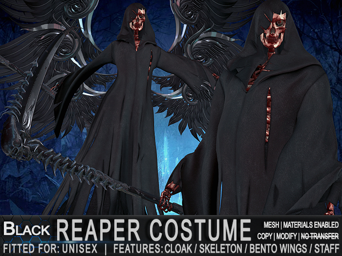 Second Life Marketplace - ZED Unisex Reaper Costume - Black