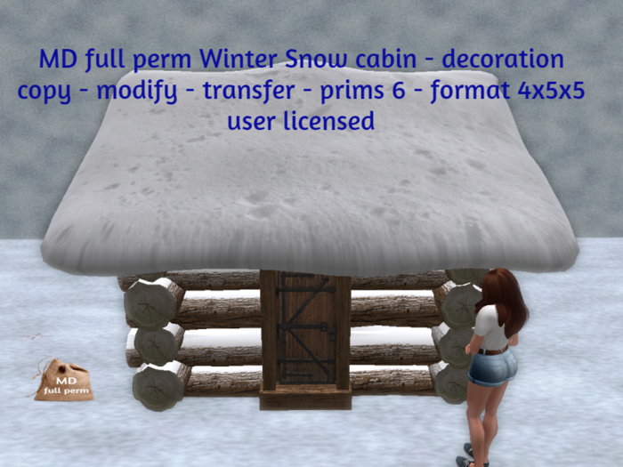 Second Life Marketplace - MD full perm Winter Snow cabin - decoration