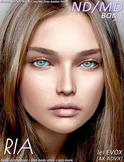 Second Life Marketplace - ND/MD RIA skins-BOM (Lelutka EvoX) FATPACK