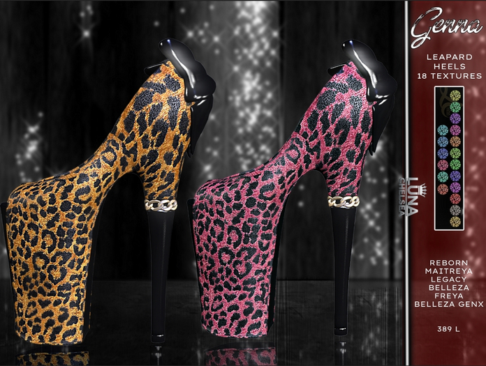 Second Life Marketplace - Gena Heels Leopard prints 18 Textures, Slink ...