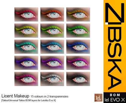 Second Life Marketplace - Zibska Evo X ~ Licent Makeup in 15 colors in ...