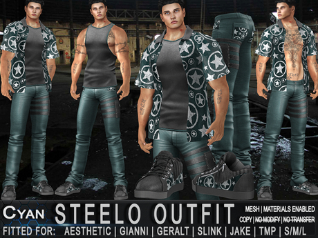 Second Life Marketplace - FULL - ZED: Steelo Outfit - Cyan: Slink ...