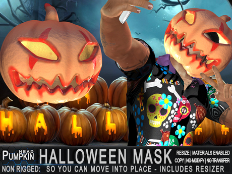 Second Life Marketplace - ZED Halloween Mask - PumpkinHead: incl ...