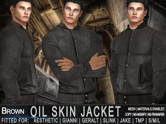 Second Life Marketplace - ZED Oil Skin Jackets Brown Plain+2 Tone ...