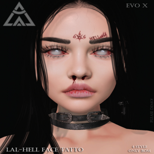 Second Life Marketplace - LAL-HELL FACE TATTOO LEL EVO X BOM ONLY