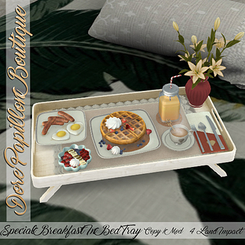 Second Life Marketplace - DPB Special Breakfast In Bed Tray - Cream