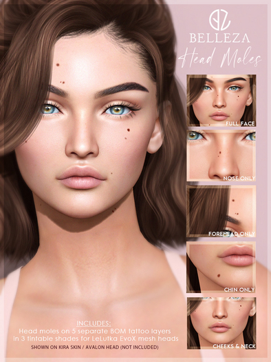 Second Life Marketplace - -Belleza- Lel EvoX BOM Head Moles