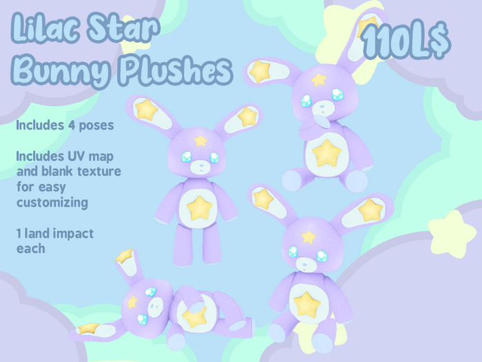 Second Life Marketplace - Liminality- Lilac Star Bunny Plushes