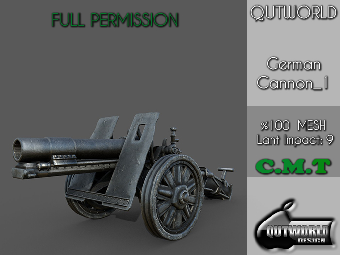 Second Life Marketplace - .::QUTWORLD German Cannon_1::.FP