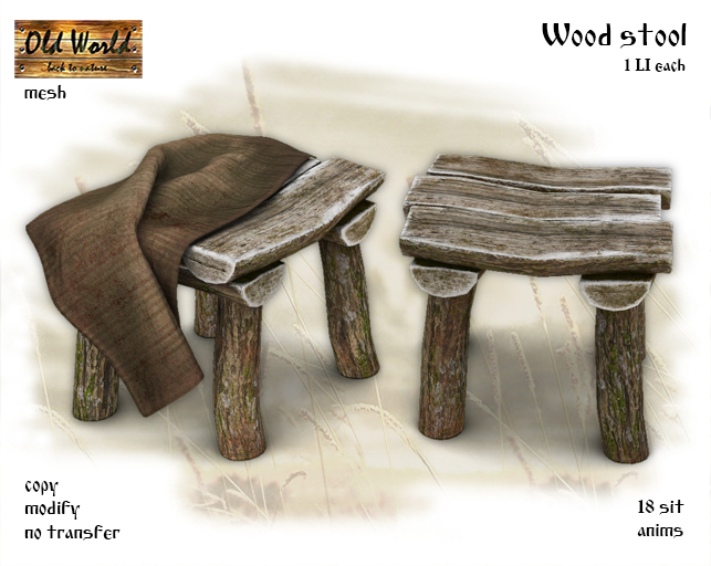 Second Life Marketplace - Old wood stool - Old World - Rustic ...