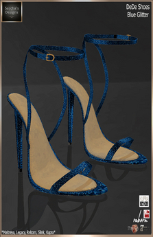 Second Life Marketplace - SAS - DeDe Blue Glitter Shoes (MB)