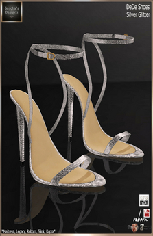 Second Life Marketplace - SAS - DeDe Silver Glitter Shoes (MB)