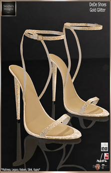 Second Life Marketplace - SAS - DeDe Gold Glitter Shoes (MB)