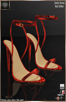 Second Life Marketplace - SAS - DeDe Red Glitter Shoes (MB)