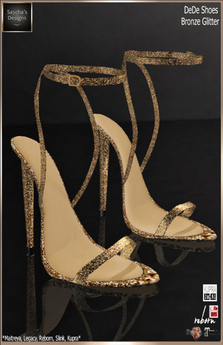 Second Life Marketplace - SAS - DeDe Bronze Glitter Shoes (MB)