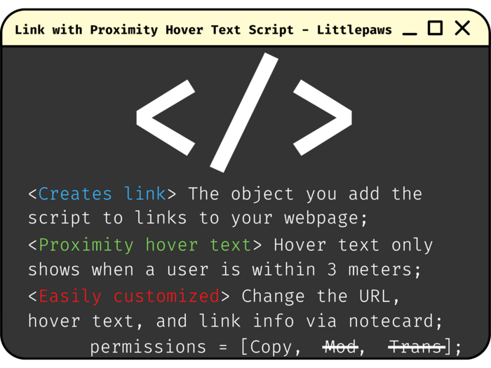 Second Life Marketplace - Link with Proximity Hover Text Script ...