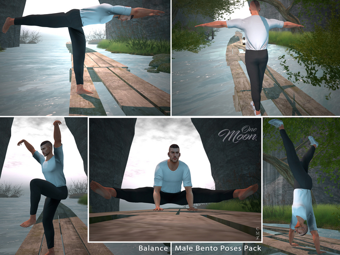 Second Life Marketplace - .::One Moon::. Balance - Male Bento Poses Pack