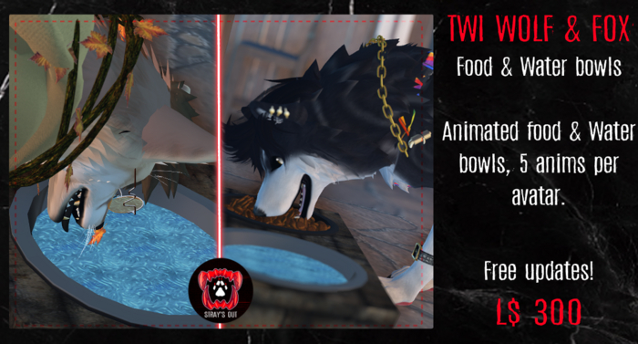 Second Life Marketplace - [S.O] Twi Food & Water bowls ( Wolf & Fox )