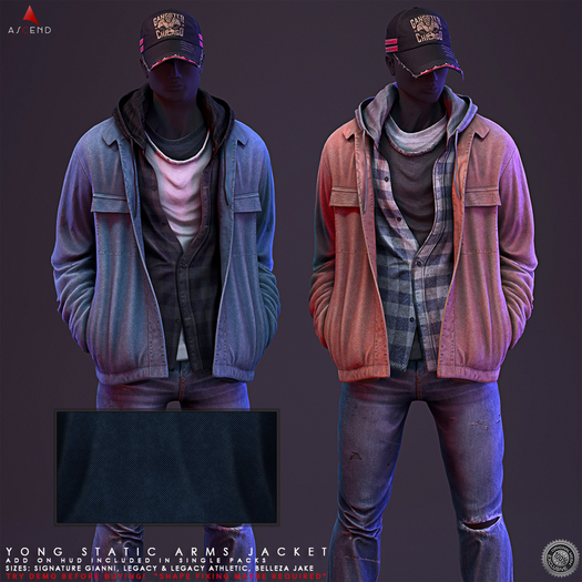 Second Life Marketplace - //Ascend// Yong Static Arms Jacket - Navy