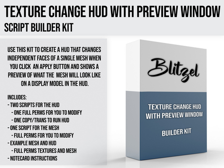 Second Life Marketplace - {Blitzel} - Texture Change HUD Builder Kit Set