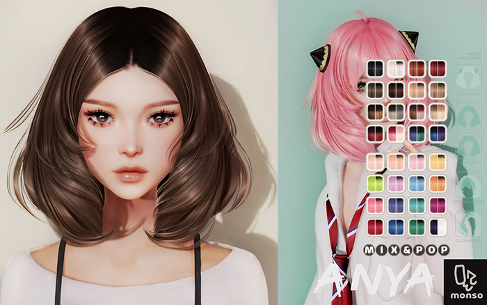 Second Life Marketplace - [monso] Anya Hair /Mix & Pop