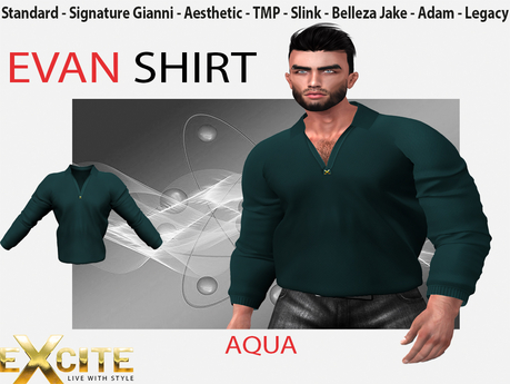 Second Life Marketplace - Excite Evan Shirt Aqua
