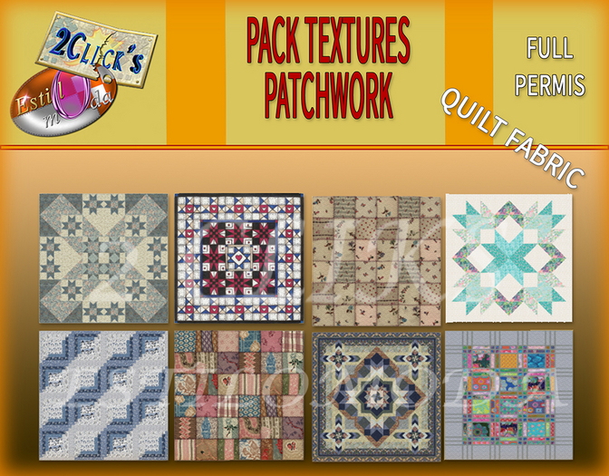 Second Life Marketplace - PACK TEXTURES PATCHWORK QUILT FABRIC