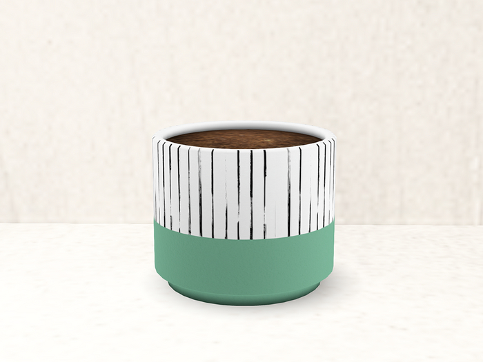 Second Life Marketplace - Planted. Aqua Stripe Plant Pot