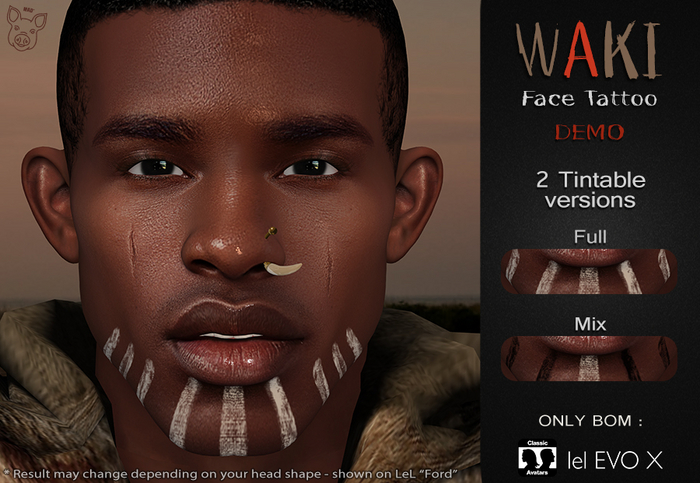 Second Life Marketplace - Mad' - Waki FaceTattoo [DEMO] [BOM Tattoo]
