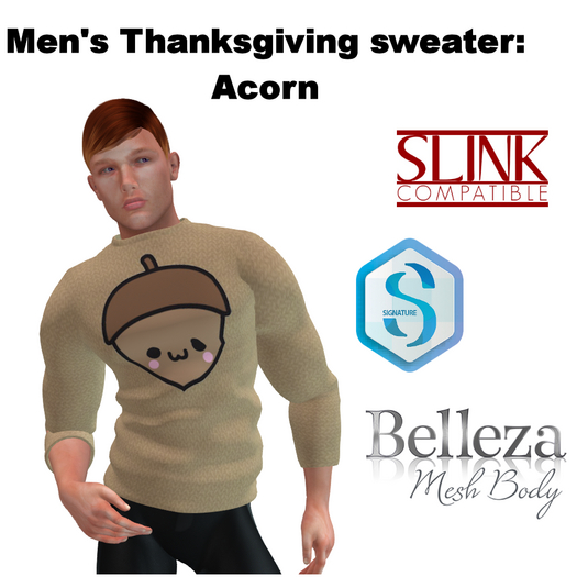 Second Life Marketplace - Mens Thanksgiving Sweater Acorn