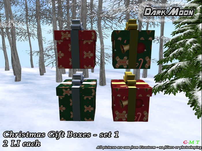 Second Life Marketplace - Dark Moon - Christmas Gift Boxes - set 1