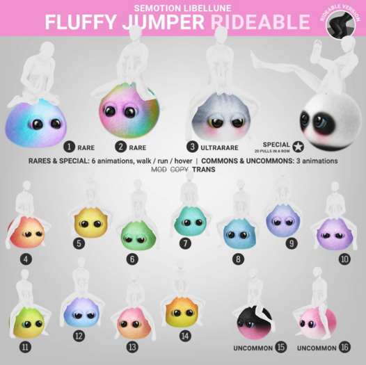 Second Life Marketplace - SEmotion Libellune Fluffy Jumper Rideable RARE 02