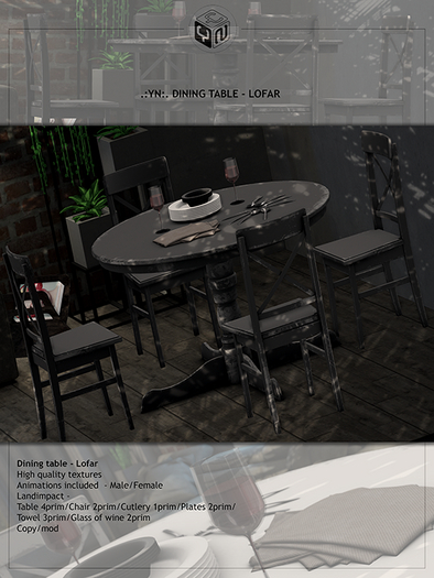 Second Life Marketplace - .:YN:. Dining table black - Lofar