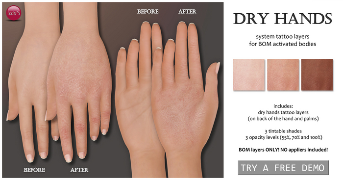 Second Life Marketplace - Izzie's - DEMO Dry Hands (BOM)