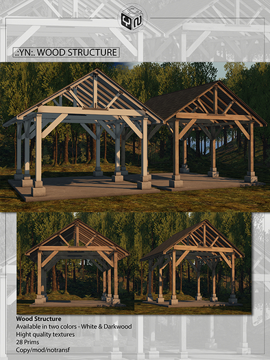 Second Life Marketplace - .:YN:. Wood structure - Dark&White wood