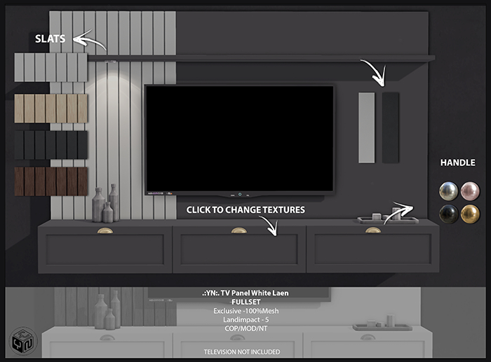 Second Life Marketplace - .:YN:. TV Panel Laen Fullset