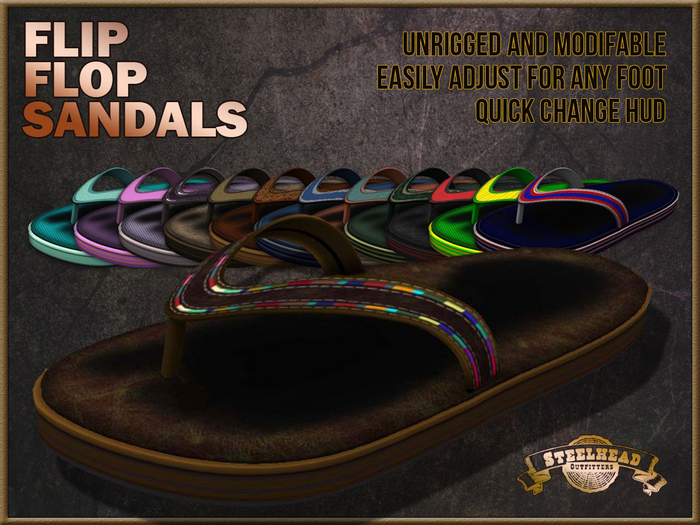Second Life Marketplace - Unrigged Fit Women's Flip Flops (Fits any foot)