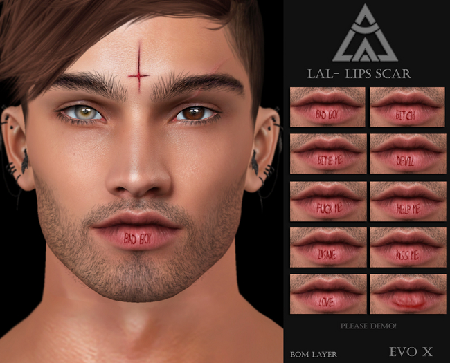 Second Life Marketplace - LAL-LIPS SCAR MALE LEL EVO X BOM ONLY