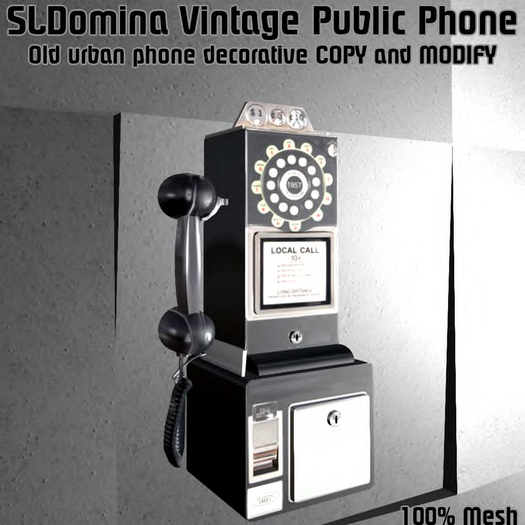 Second Life Marketplace - SLDomina Vintage Public Phone - City Urban ...