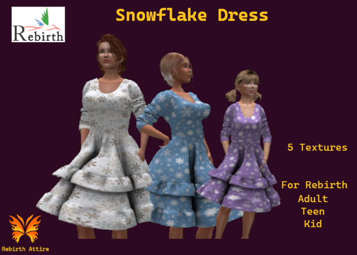 Second Life Marketplace - * Rebirth * Attire * Snowflake Dress for ...