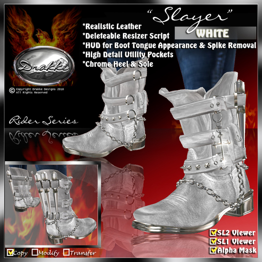 Second Life Marketplace - PROMO OFFER ~ SALE ~ !Drakke! "Slayer" Boots ...