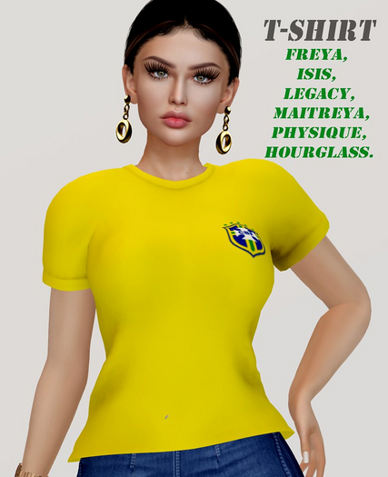 Second Life Marketplace T Shirt Feminina Yello