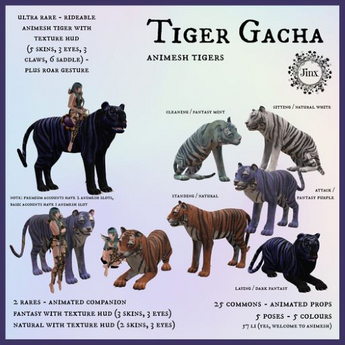 Second Life Marketplace - Jinx : Tiger Gacha - Rideable - ULTRARARE ...