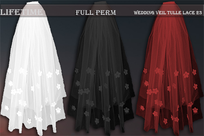 Second Life Marketplace - LIFETIME Full Perm Wedding Veil Tulle Lace 23