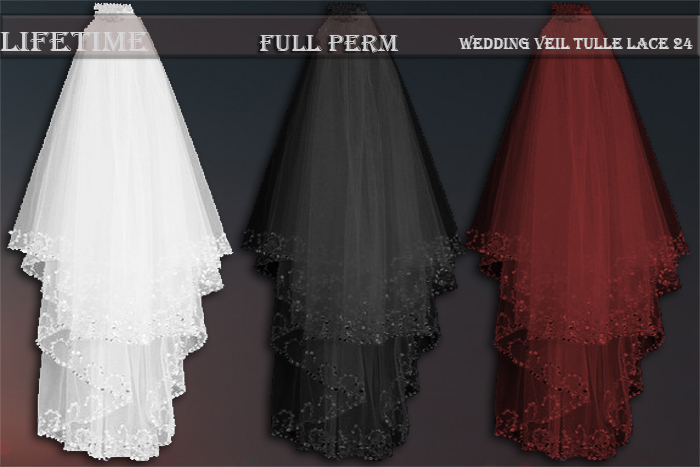 Second Life Marketplace - LIFETIME Full Perm Wedding Veil Tulle Lace 24