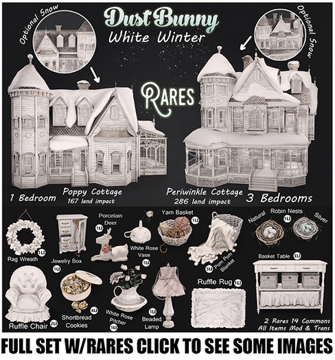 Second Life Marketplace - dust bunny . white winter FULL SET W/RARES
