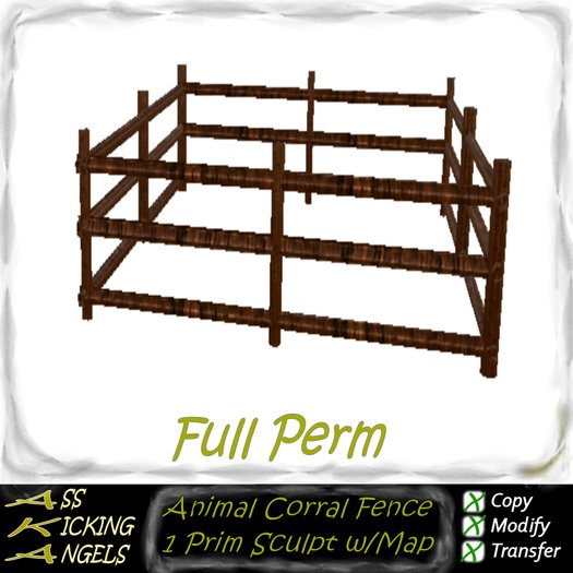 Second Life Marketplace - AKA Animal Corral Fence 1 prim Sculpt with ...
